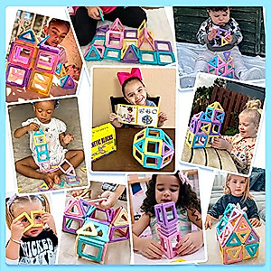 Upgraded Magnetic Tiles Toys for 3 4 5 6 7 Year Old Boys Girls Magnetic Blocks Building Set for Toddlers STEM Learning Toys for Kids Boredom Buster Educational Toys Gifts