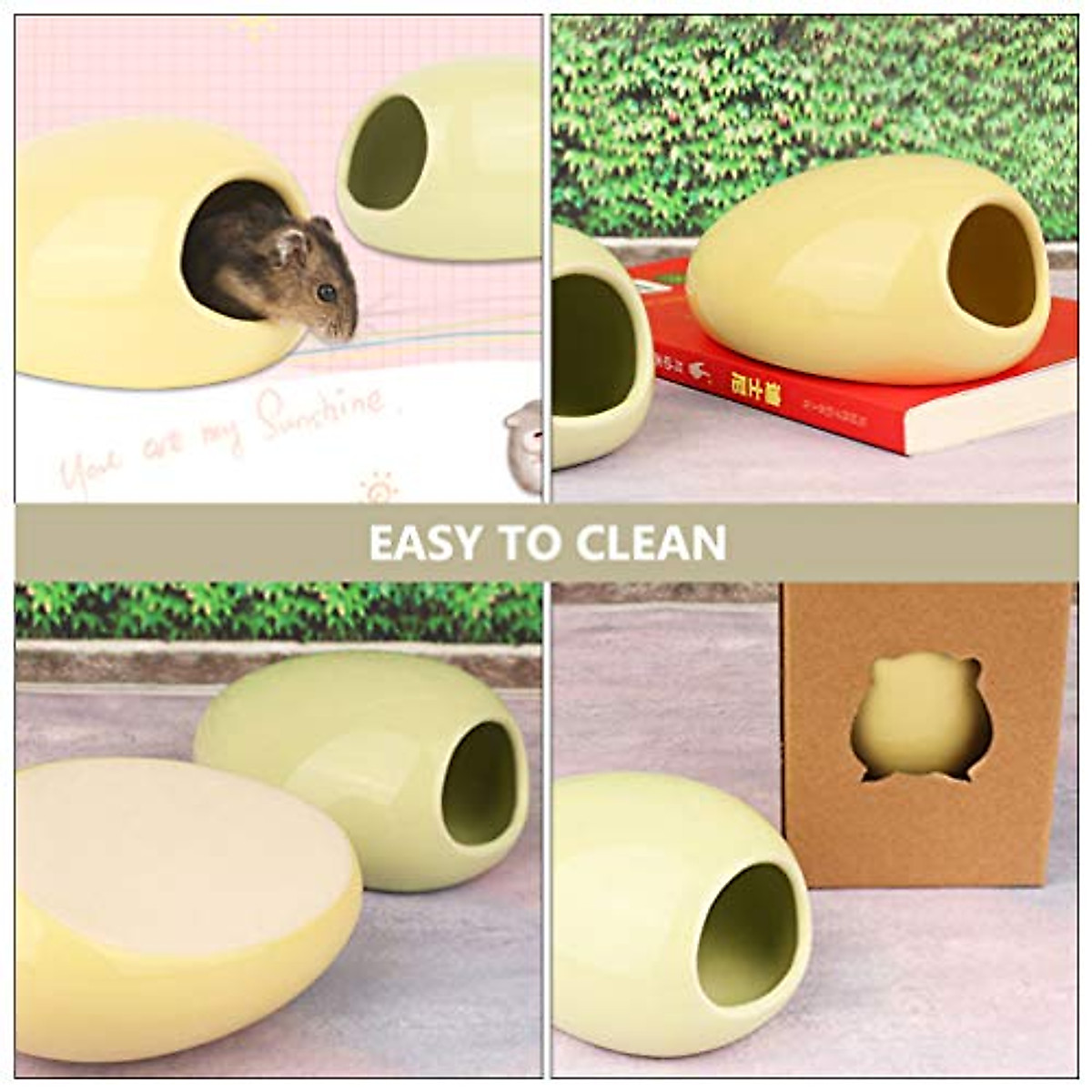 POPETPOP Guinea Pig Hamster Hideout Ceramic Cartoon Hamster House Chinchilla Mini Hut Small Pet Animals Hideout Cage House Summer Cool Hideout Guinea Pig Bedding