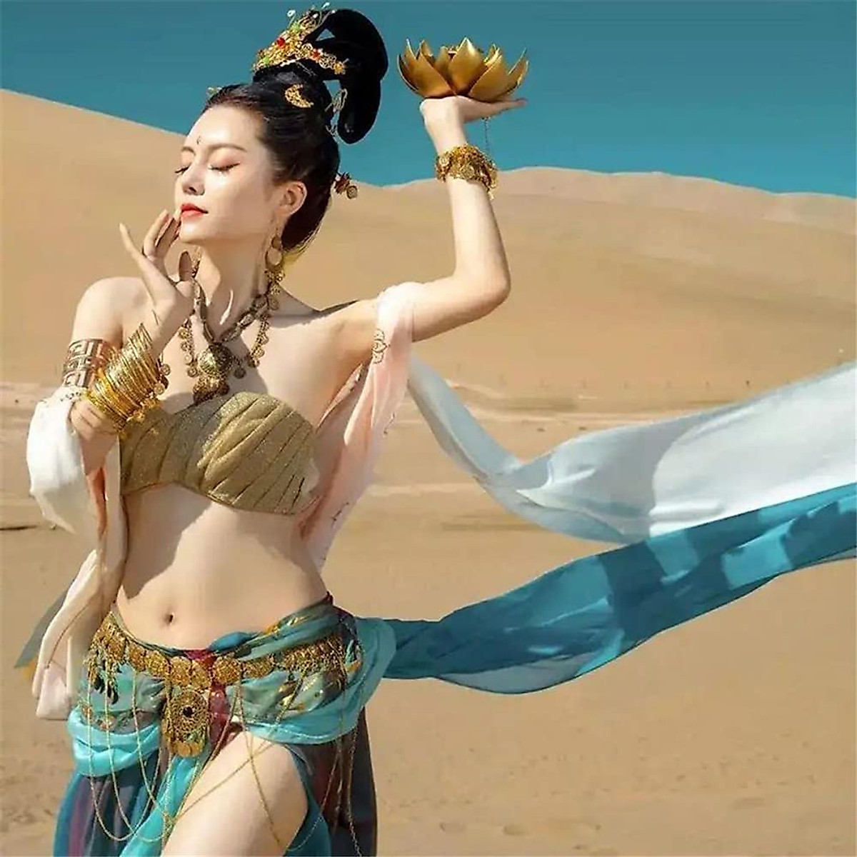 LZHLQ Vintage Waist Chain Hollow Carving Rhinestone Crystal Body Chain Summer Beach Body Waist Chain Jewelry