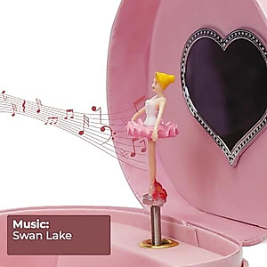 Enchantmints Musical Ballerina Jewelry Box for Girls Heart Shaped Ballerina Spins to Swan Lake