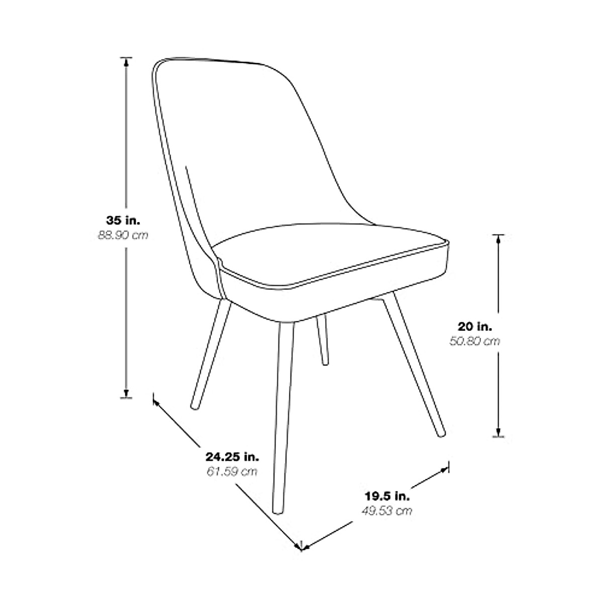 OSP Home Furnishings Penton Swivel Chair with Padded Seat and Black Legs 2-Pack for Dining or Home Office Use, Navy Blue Faux Leather