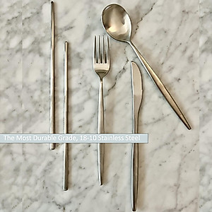 cozymomdeco Korean Made Stainless Steel Utensil Flatware Cutlery Korean Chopsticks and Spoon Set Fork Knife Spoon & Chopsticks, 4Pcs (Silver)