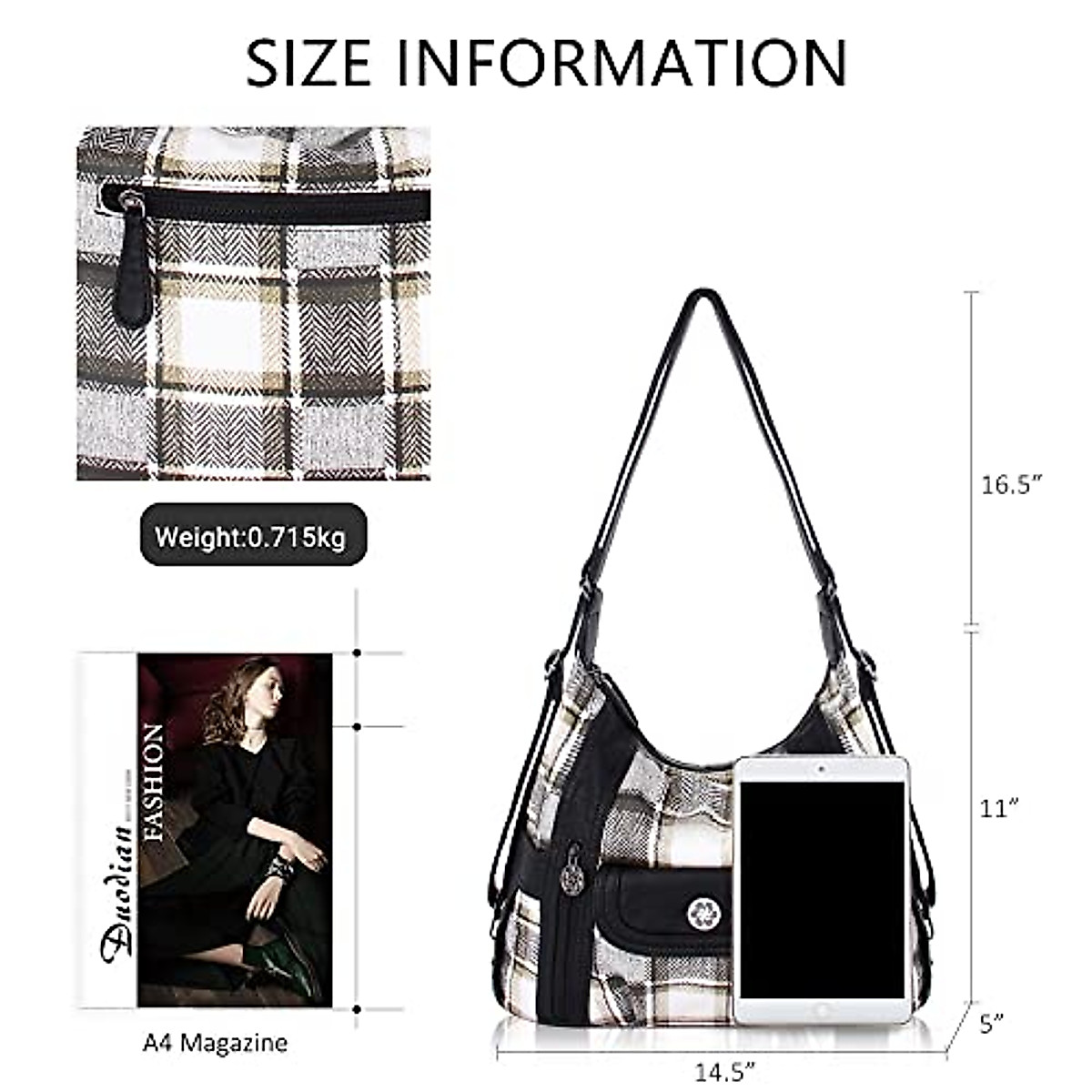 Angel Kiss Purses and Handbags for Women Washed Vegan Leather Crossbody Hobo Satchel Shoulder Mutipocket Tote Purse