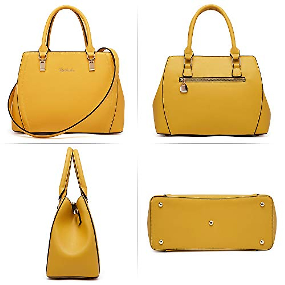 BOSTANTEN Women Leather Handbag Designer Top Handle Satchel Shoulder Bag Crossbody Purse Yellow