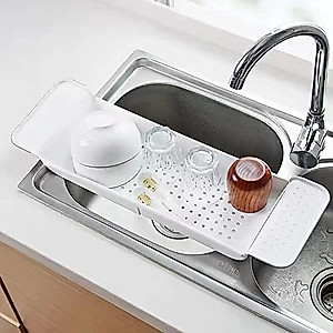 Bathtub Caddy Tray Expandable Adjustable Bath Tub Table Non-Slip Waterproof Multifunctional Plastic Bathtub Toy Holder Shelf Organizer for Bathroom Gadgets(White)