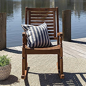 Walker Edison Montego Traditional Acacia Wood Slat Back Patio Rocking Chair, 42 Inch, Brown
