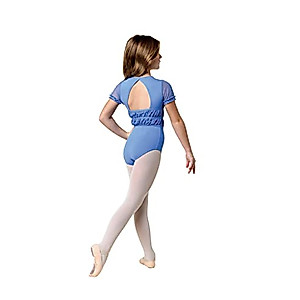 Danz N Motion Girls Shirred Cap Sleeve Leotard 22104C (Periwinkle, 6X-7)