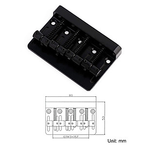 Metallor 4 String Bass Bridge Tailpiece Fixed Saddles for Electric Bass Guitar Jazz Bass or Precision Bass Black.