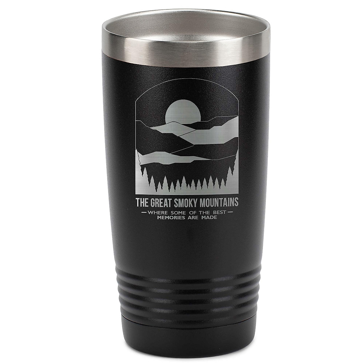 100 North, Polar Camel, United States National Parks, Black 20 Ounce, Stainless Steel, Vacuum Insulated Travel Tumbler Mug With Clear Lid, The Great Smoky Mountains Best Memories Are Made