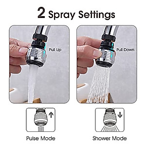 BRIGHT SHOWERS 360 Degree Rotatable Kitchen Faucet Spray Aerator, ABS Sink Sprayer Head, 1.5 GPM Hand Sprayer with 2 Modes, Water Saving Sink Nozzle Attachment