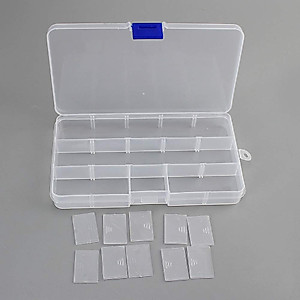 2 Pieces 15 Grids Jewelry Organizer Plastic Jewelry Organizer Box Clear Jewelry Organizer Box Plastic Bead Organizers with Adjustable Dividers for Herbs Pills Bead Jewelry Findings and Other Small Ite