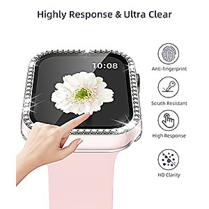 ZAROTO for Apple Watch case 40mm with Tempered Glass Screen Protector for iwatch Series 6/5/4/SE, Bling Crystal Diamond Rhinestone Bumper Full Cover Protective Case Women Girls 40mm Pink