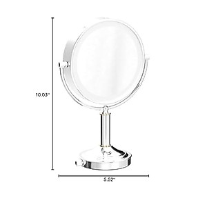 Danielle Creations Professional-Grade Double-Sided L.E.D. Vanity Mirror with Strong 15X Magnification, 360-Degree Rotation, Ultra-Vue Distortion-Free True Image Reflection, Silver Chrome Finish
