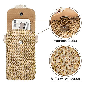 Soleebee Boho One Shoulder Crossbody Phone Bag Small Shoulder Bag Mini Wallet for Women Storage Bag Woven Leather Trim Phone Bag Compatible with Multiple Phone Sizes, Daisy A