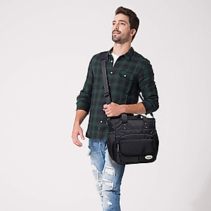 Scorlia Insulated Lunch Shoulder bag and Tote bag, Extra Large Leakproof Lunch Tote Handbag, Durable Reusable Cooler Ladies lunch Box Bag with Side pockets, Tall Drinks Holder for Women Men