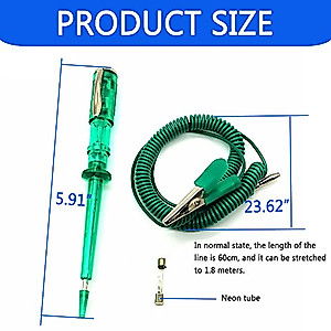 DWARFOO Automotive Circuit Tester, 6-24V Test Light with Extended Spring Test Leads & Sharp Piercing Probe, Electrical Tester, Circuit Breaker Detector, Automotive Fuse Tester for Various Vehicles