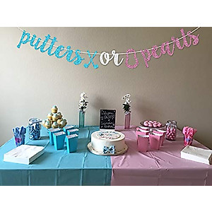 Putters or Pearls Gender Reveal Banner Cake Topper Glitter Pre-Strung for Golf Gender Reveal Party Supplies Decorations