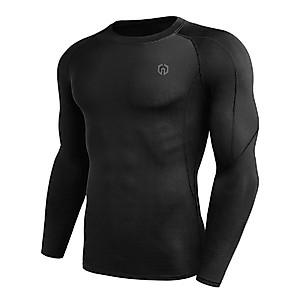 NELEUS Men's 3 Pack Compression Workout Long Sleeve Shirts,5030,Black,US L,EU XL