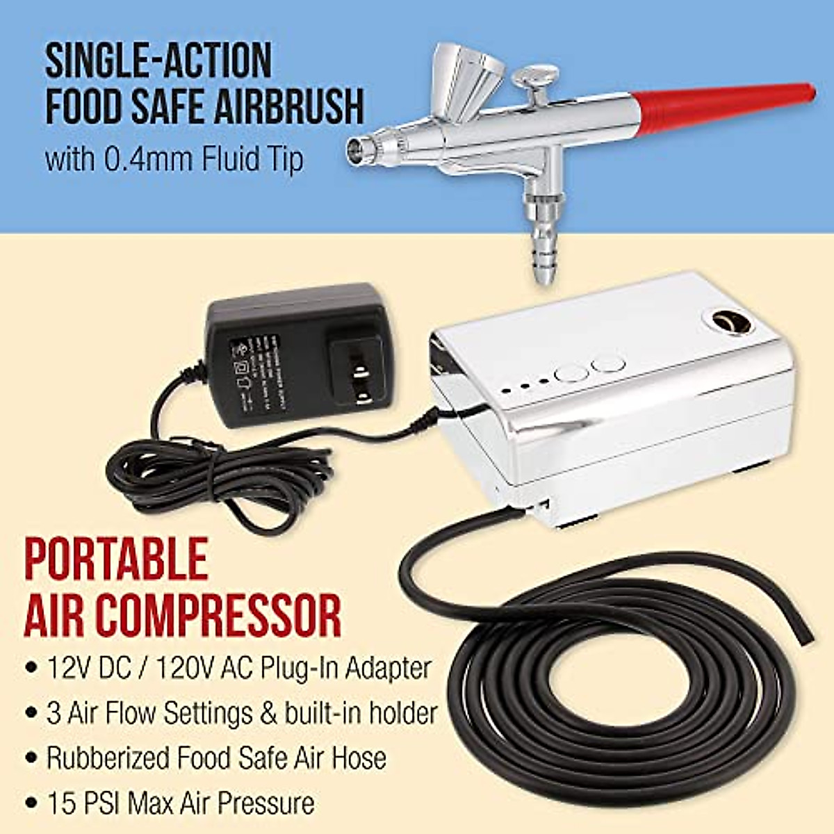 Decorate Cakes! Complete Airbrush Kit with 24 Food Colors