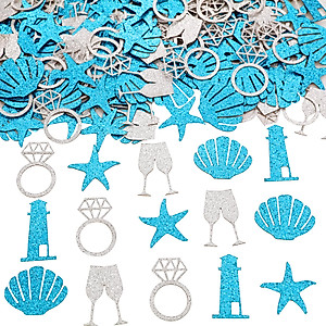 Bachelorette Party Confetti, 200Pcs Last Toast On The Coast Confetti Glitter for Table Wine Cup Diamond Ring Shells Starfish Paper Scatter for Bridal Shower Engagement Wedding Party Supplies