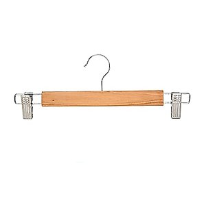 Wooden Pant Hanger with 2 Adjustable Anti-Rust Clips Skirt Hanger for Jeans Trousers Bottom Hanger 1 pcs-Wood