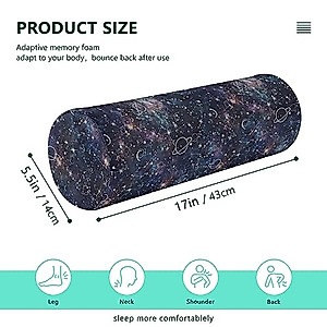 Vnurnrn Night Planets Galaxy Neck Support Pillow Round Neck Roll Bolster Cylinder Pillow Cervical Pillows Travel Pillow for Leg Knee Back Head Support for Study Work Men Women