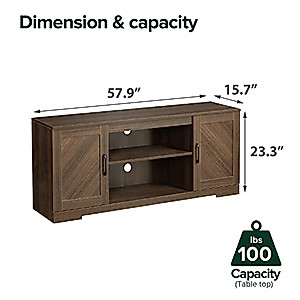 ZINUS Bennett TV Stand for TVs up to 65”, Farmhouse Style Entertainment Center, TV Stand with Storage, Living Room or Bedroom Furniture, Brown