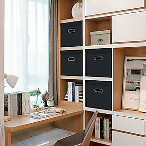 Yunkeeper Collapsible Storage Bins with Lids,Fabric Cube Storage Organizer With Handles,For Clothes Storage,Home, Nursery,Closet Office Basket,3 Pack,（Black