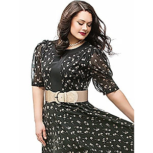 SATINIOR 3 Pieces Wide Women Waist Belt Stretchy Cinch Belt Leather Elastic Belt for Ladies Dress Decoration, Black, Khaki, Beige, One Size