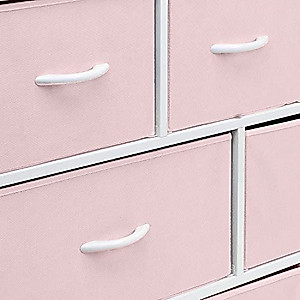 Sorbus Dresser - Furniture Storage Chest for Kids Clothing Organization, Large Organizer for Playroom, Nurseries, Bedroom, Hallway, Closet, Steel Iron Frame, Wood Top, 8 Fabric Drawers (Pink)