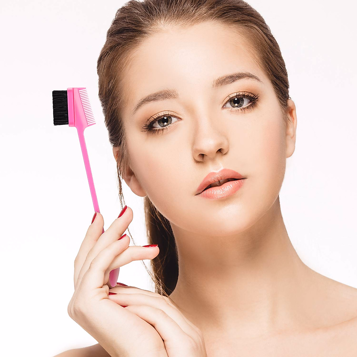 6 Pieces 3 in 1 Hair Edge Brush Double Sided Hair Comb Pack Smooth Brush Comb Grooming, 6 Colors