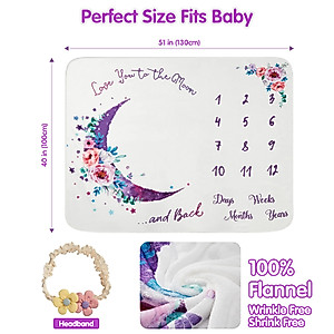 Baby Monthly Milestone Blanket, 51"x40" Newborns Month Blanket Gift for Baby Shower, Soft Plush Photo Prop Blanket for Boy&Girl, Newborn Unisex Blankets with Months