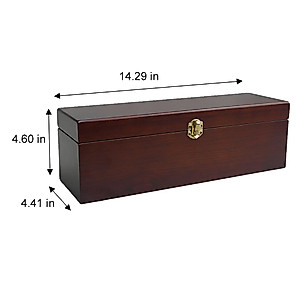Lutong Wooden Storage Box with Hinged Lid and Front Clasp for Craft Gifts storage box - 14.29" x 4.41" x 4.6" - Brown color