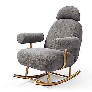 Morhome Nursery Chairs Indoor Rocking Armchair with Side Pocket for Living, Bedroom, Baby Room, E-Beige Style
