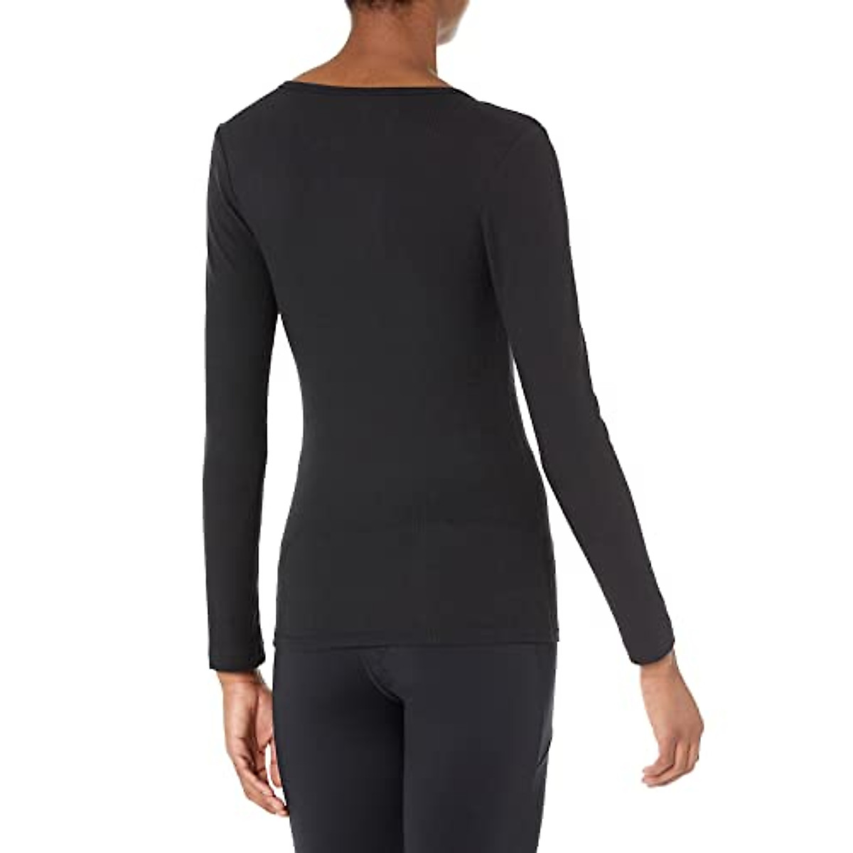 Amazon Essentials Women's Fitted Long Sleeve Shirt, Slim-Fit - Layering Knit Rib V-Neck (Plus Size Available), Pack of 2, Black, Large