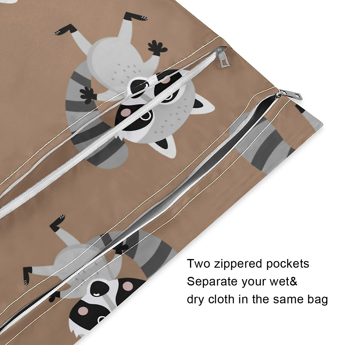Kigai Cute Raccoon Waterproof Wet Dry Bag Reusable with Handle for Travel, Beach, Pool, Diapers, Toiletries 2Pcs