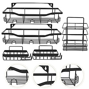 Zerodeko 5pcs Wall Mounted Wire Rack Produce Baskets with Hooks Soap Dish Kitchen Spices Rack Bathroom Organizer Shower Caddy Home Storage Accessories for Bathroom Kitchen Sink