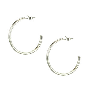 Sheila Fajl Everybody's Favorite Petite 1.5 Inch Tubular Lightweight Hoop Earrings in Brushed Silver Plated