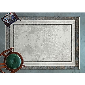 Livinify Torsdala Grey Frame Machine Made Area Rug (16'4" x 3'4")