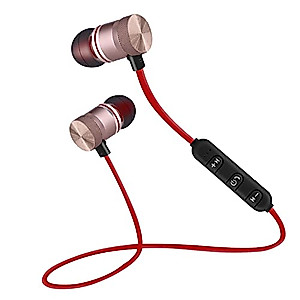 LIYJTK 5.0 Bluetooth Wireless Headphones in Ear Earphones HiFi Stereo Deep Bass Sports Headsets Compatible with iPhone Android(Gold)
