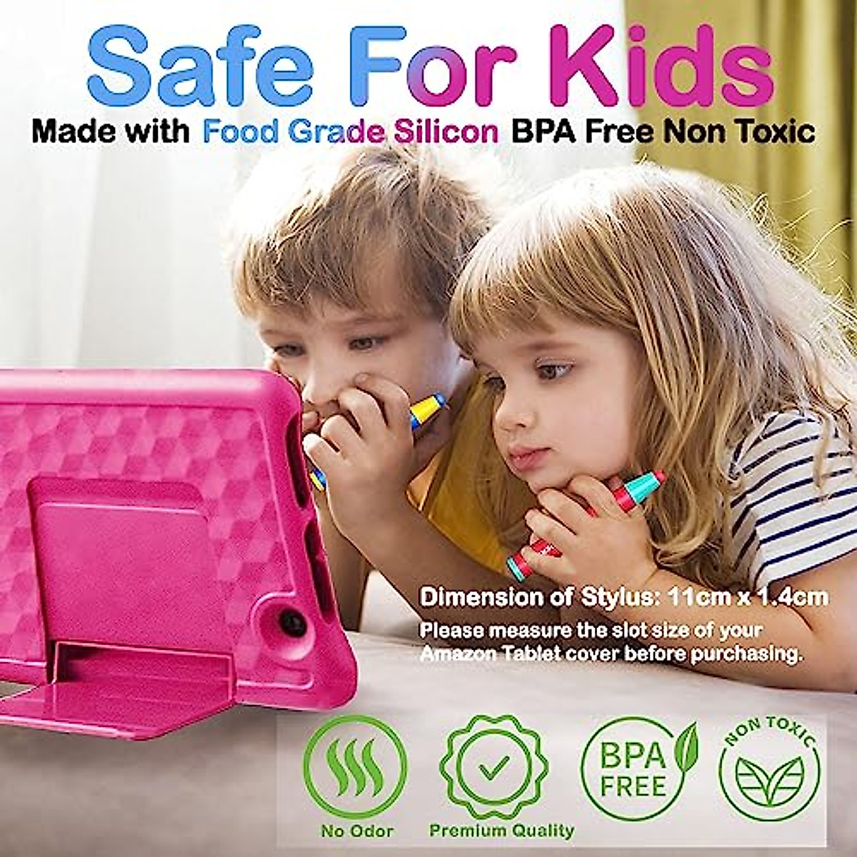 TM Kids Stylus Pens for Amazon Fire Tablet, Crayon Pencil Stylus for Touch Screen, Toddler Stylus for iPhone iPad Air Mini Pro, Amazon Fire HD Kids Pro Tablet, Leapfrog Epic LeapPad (2 Pack)