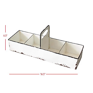 Foreside Home & Garden Rustic White Enamel Slotted Decorative Tray