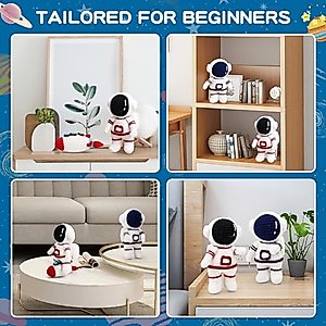 TFitsjoy Crochet Kit for Beginners，Beginner Crochet Kit with Step-by-Step Video Tutorials, DIY Crochet Kit for Beginners Includes Yarn, Eyes, Stuffing, Croche (2PCS Astronaut+Rocket)…