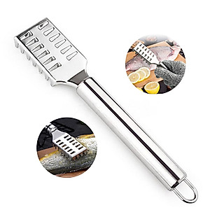 Tuimiyisou Fish Scale Planer Fish Scaler Fish Scale Planer Remover Scraper Sawtooth Extractor Stainless Steel with Firm Grip Kitchen Tool
