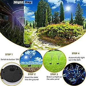 Solar Garden Decor Firework Lights - 1PC Led Solar DIY Flowers Fireworks Arrangement Lamp with 2 Lighting Modes for Outdoor Wedding Garden Walkway Patio Backyard Party Decor