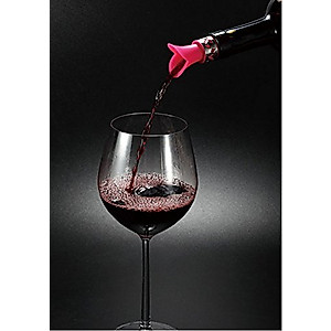 HYTK Cute Funny Gift Wine Bottle Stopper Pourer Silicone Material Lily Wine Pourer Packed of 3 No Leak (Green, Pink, Purple)