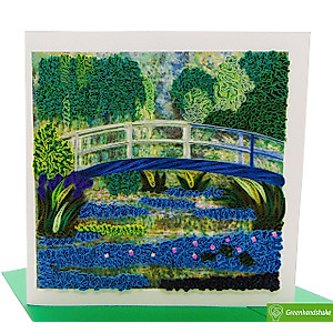 Claude Monet's Water Lilies and Japanese Bridge (1899) Quilling Art Greeting Card,Design Greeting Card for Birthday, Valentine's Day, Get Well, All Occasion. Framable Artwork for Art Lovers