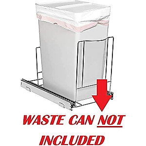 Hold N' Storage Pull Out Trash Can Under Cabinet- Trash Can Not Included, Heavy Duty w/ 5 Year Limited Warranty- Requires a 13”W X 22”D Cabinet Opening, Chrome