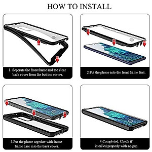 HATOSHI for Samsung Galaxy S20 FE 5G Case, Galaxy S20 FE 5G UW Case with Built in Screen Protector, Heavy Duty Protection, Crystal Clear Back, Rugged Shockproof TPU Bumper Protective Phone Cover,Black