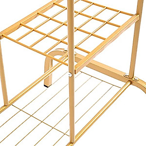 Cute Cat Ear Shaped Gold Garment Rack Clothes Rack 4 Tier Storage Shelves Heavy Duty Clothing Rack Portable Wardrobe Closet Organizer Standing Clothes Rack